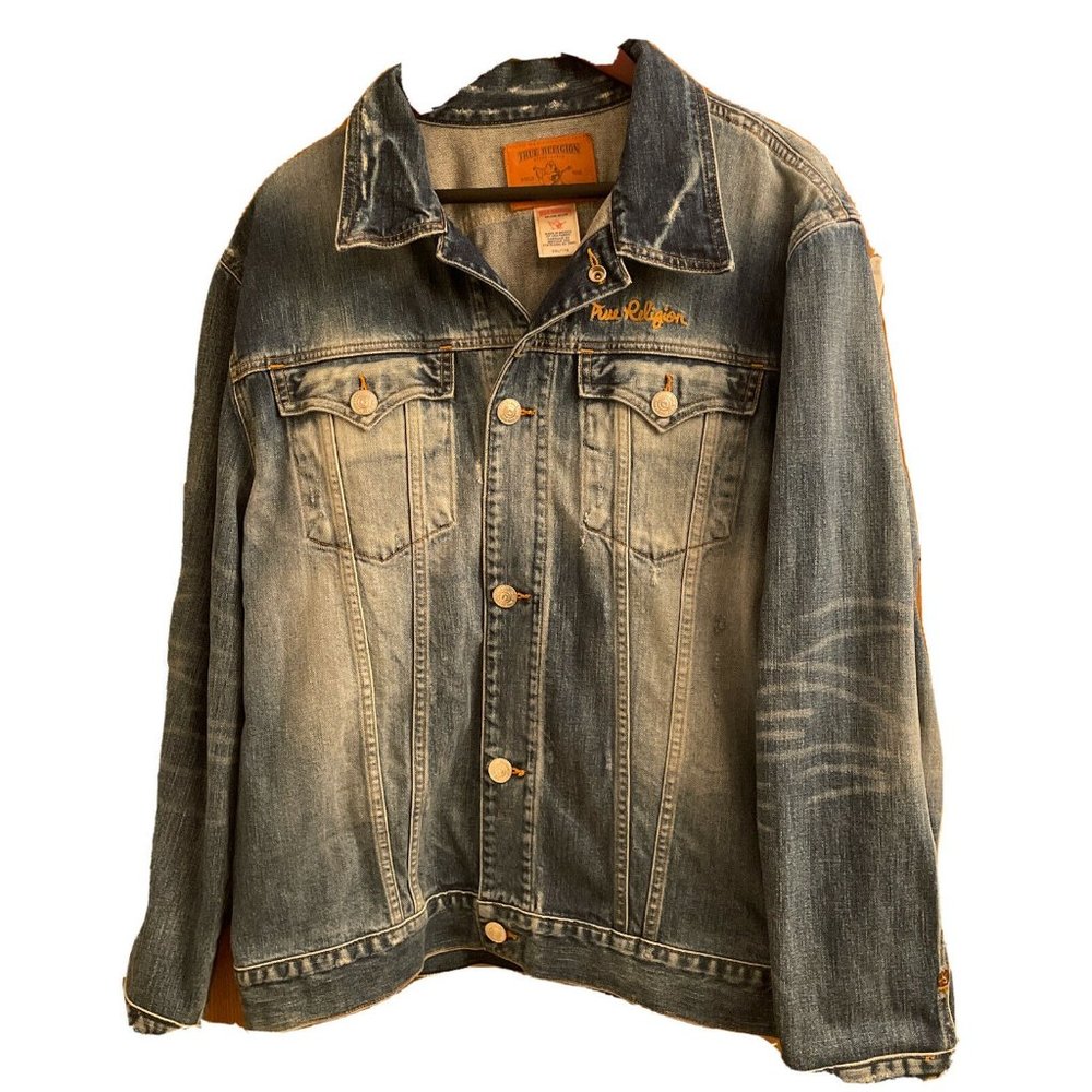 True Religion Jimmy Trucker 1971 Distressed Size 2xl … - Gem